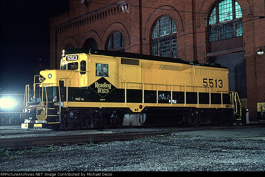 RDG GP-30#5513 poses outside the Reading Shops